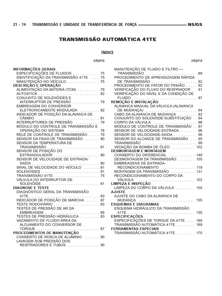 1 - Manual - 41TE | PDF | Relé | Engenharia Mecânica