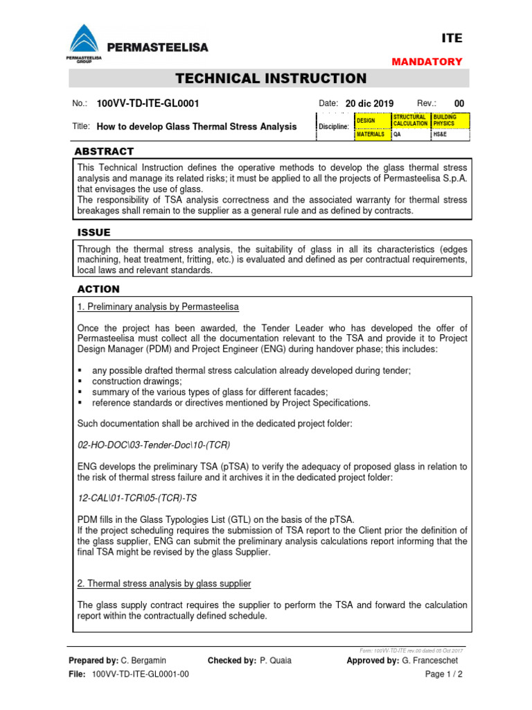 100VV-TD-ITE-GL0001-00 - Glass - Thermal - Stress - Analysis | PDF ...