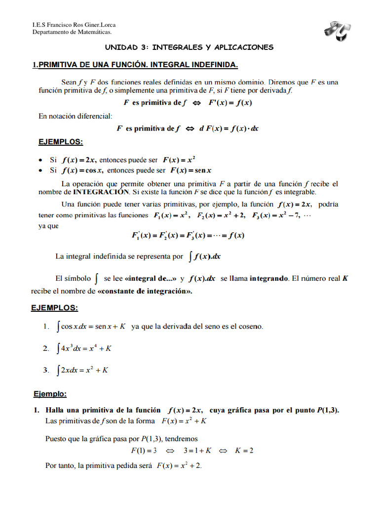 INTEGRAL INDEFINIDA SIN FRACCIONES SIMPLESE INTEGRAL DEFINIDA 23-24 ...