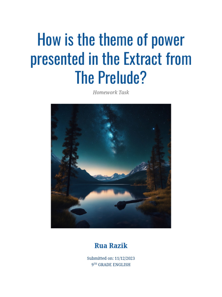 How Is The Theme of Power Presented in The Extract From The Prelude ...