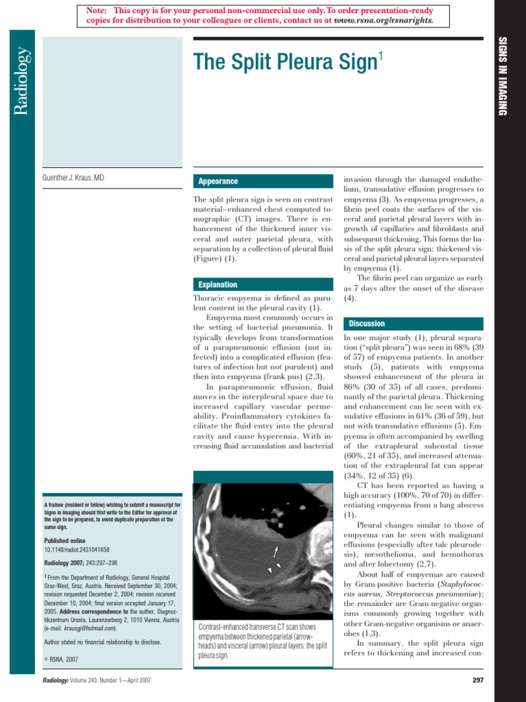Split Pleura Sign | Download Free PDF | Clinical Medicine | Respiratory ...