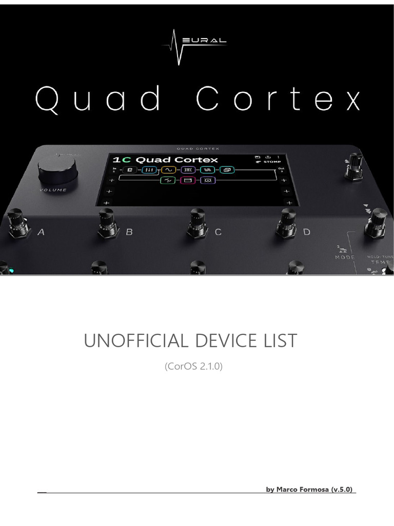 Unofficial Quad Cortex Device List - V.5 | PDF | Music Technology | Audio Engineering