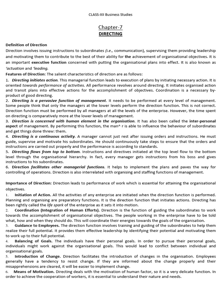 CH 7 DIRECTING | PDF | Motivation | Motivational