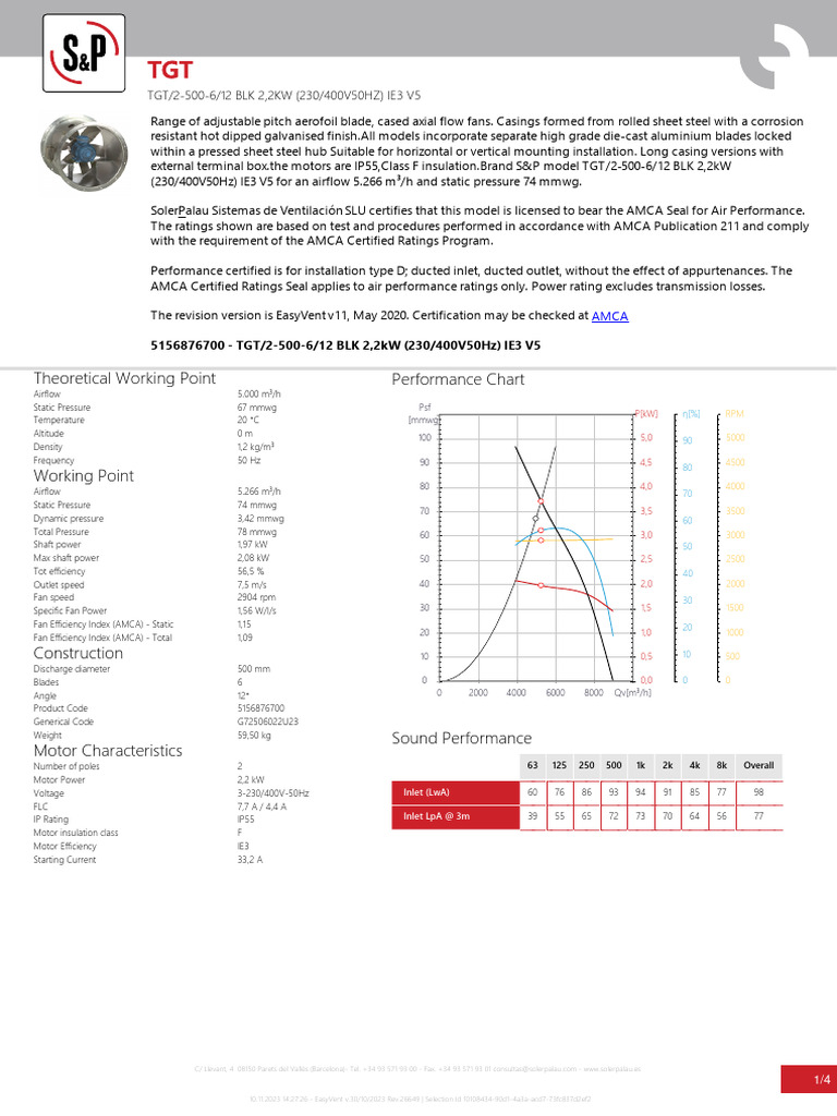 TGT2-500-612 BLK 2,2kW (230400V50Hz) IE3 V5-2743 | PDF | Physical Quantities | Electricity