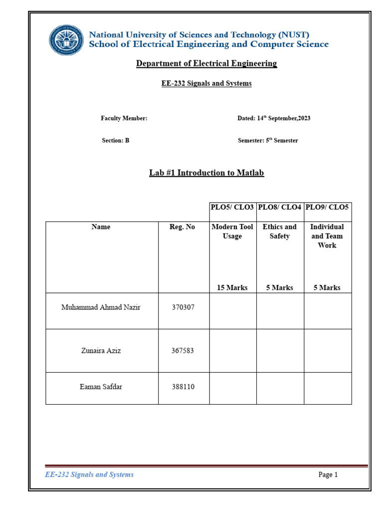 Lab 1 Report | PDF | Matlab | Window (Computing)