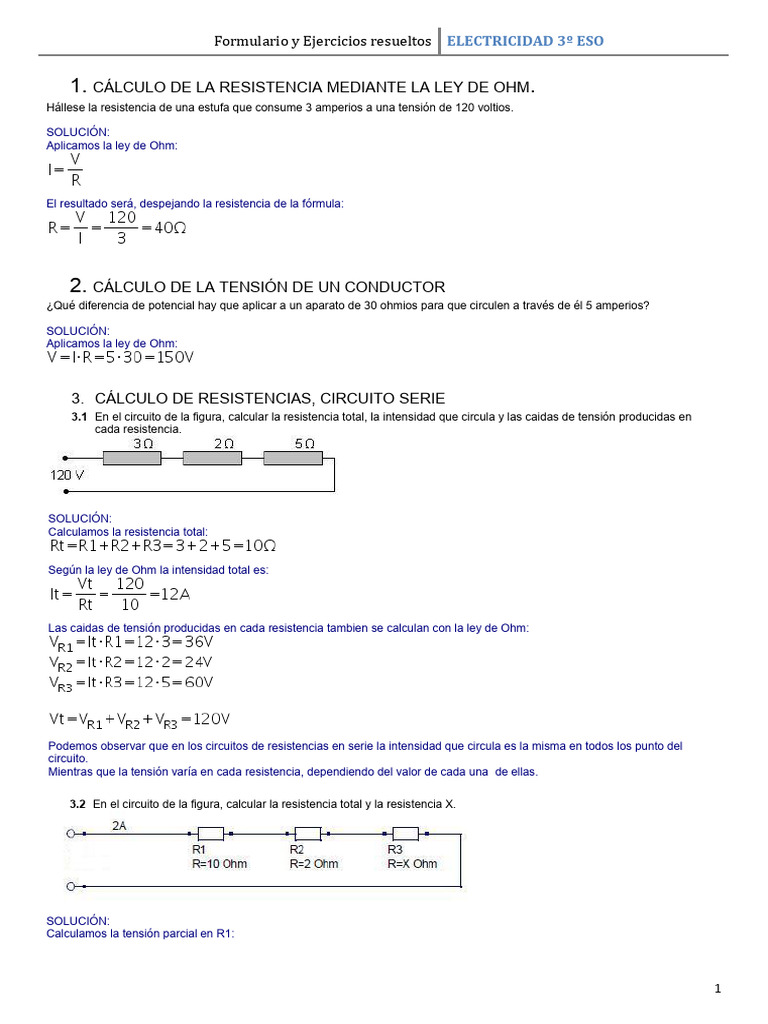 Ejercicios Resueltos 2 | PDF | Resistencia Eléctrica y Conductancia | voltaje