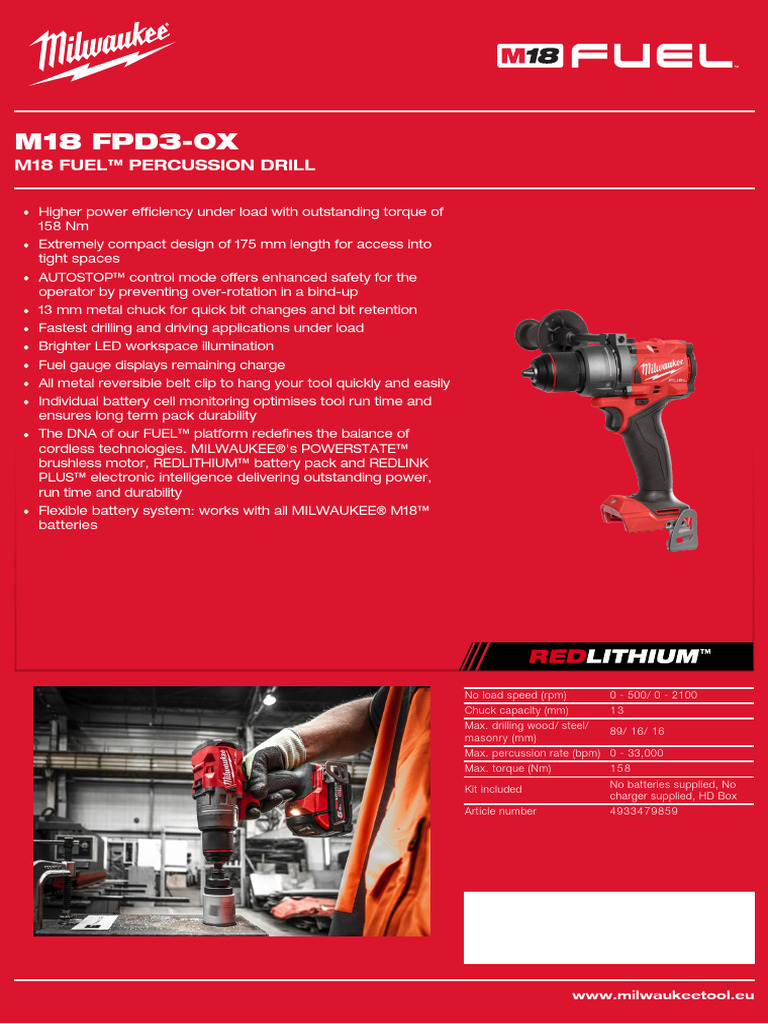 M18 FPD3-0X: M18 Fuel™ Percussion Drill | PDF