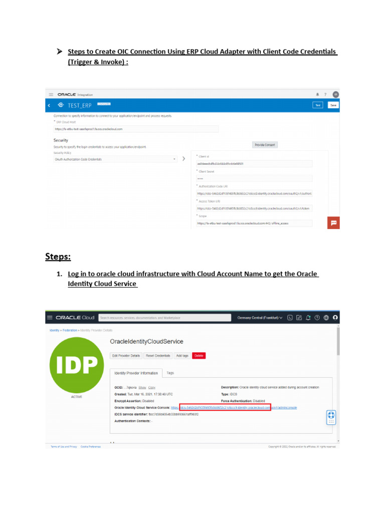 OIC OAuth Credentials | PDF | Cloud Computing | Oracle Corporation