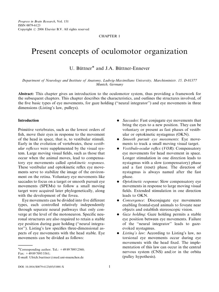 2006 - Present Concepts of Oculomotor Organization | PDF | Visual Cortex | Basal Ganglia