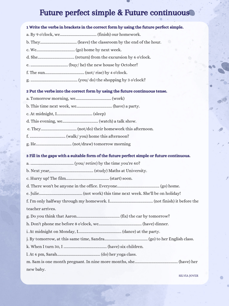 Future Perfect Simple and Future Continuous Scaffolding | PDF ...