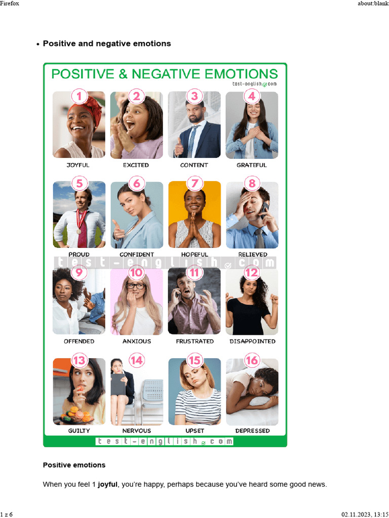 Feelings and emotions – B2 English Vocabulary | PDF | Feeling | Emotions