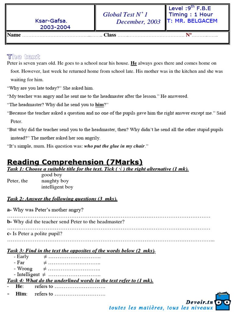 Devoir Anglais 1 | PDF