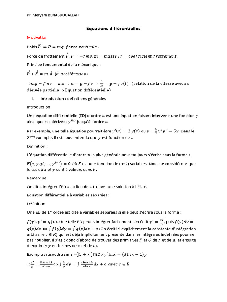 Equations Différentielles | PDF | Équations | Zéro d'une fonction