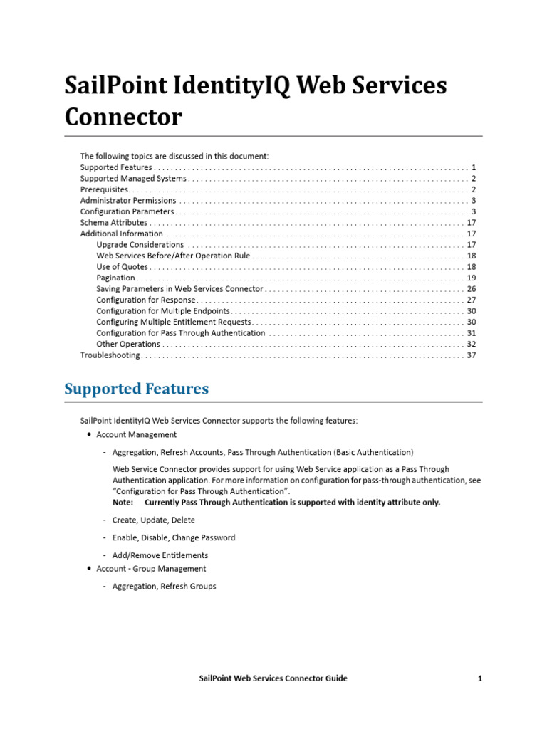8.1 SailPoint Web Services Connector Guide | PDF | World Wide Web | Internet & Web