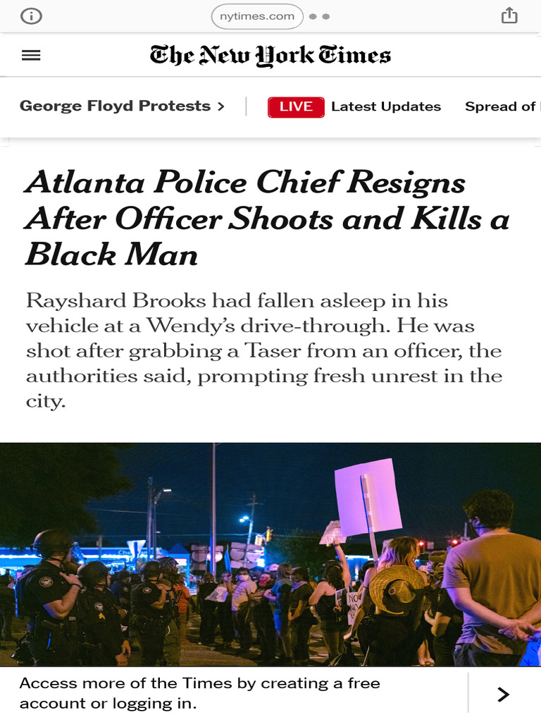 Atlanta Police Chief Resigns After Officer Shoots and Kills a Black Man | PDF