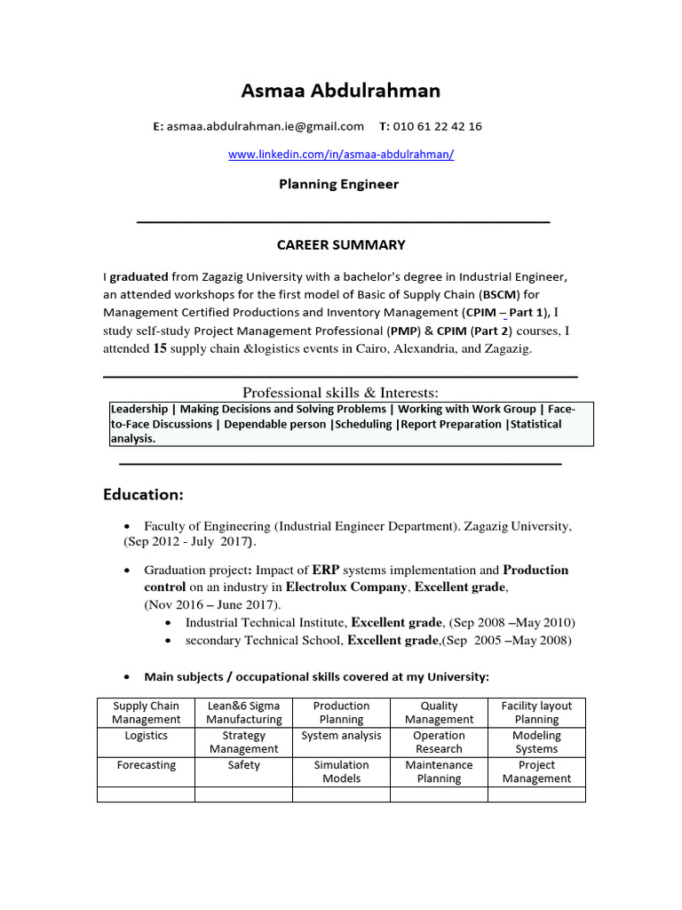 Planning Engineer Asmaa Abdulrahman-3 | PDF | Industrial Engineering ...