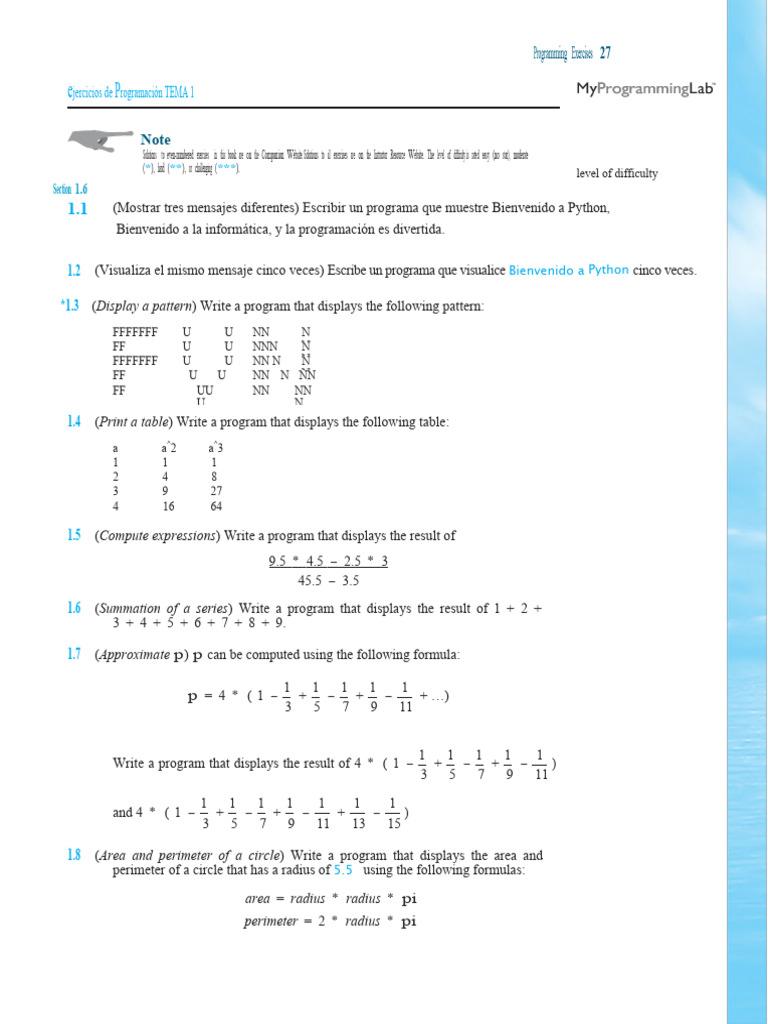 Ejercicios de Programacion Tema 01 | PDF | Area | Euclidean Plane Geometry