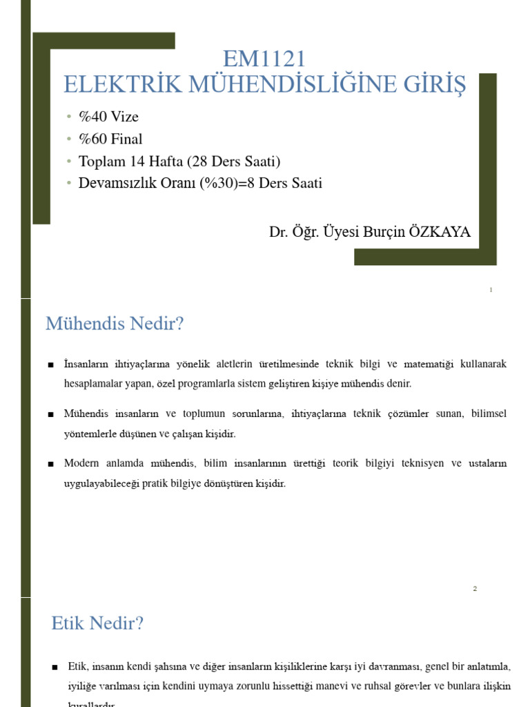 Elektrik Muhendisligine Giris Hafta-2 | PDF