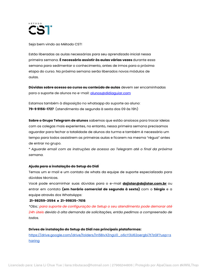 Boas Vindas CST | PDF