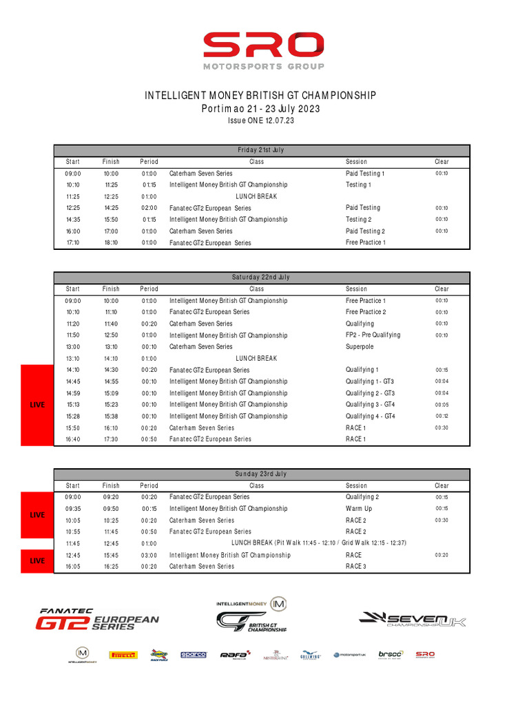 British GT Championship Schedule 2023 | PDF | World Auto Racing Series ...