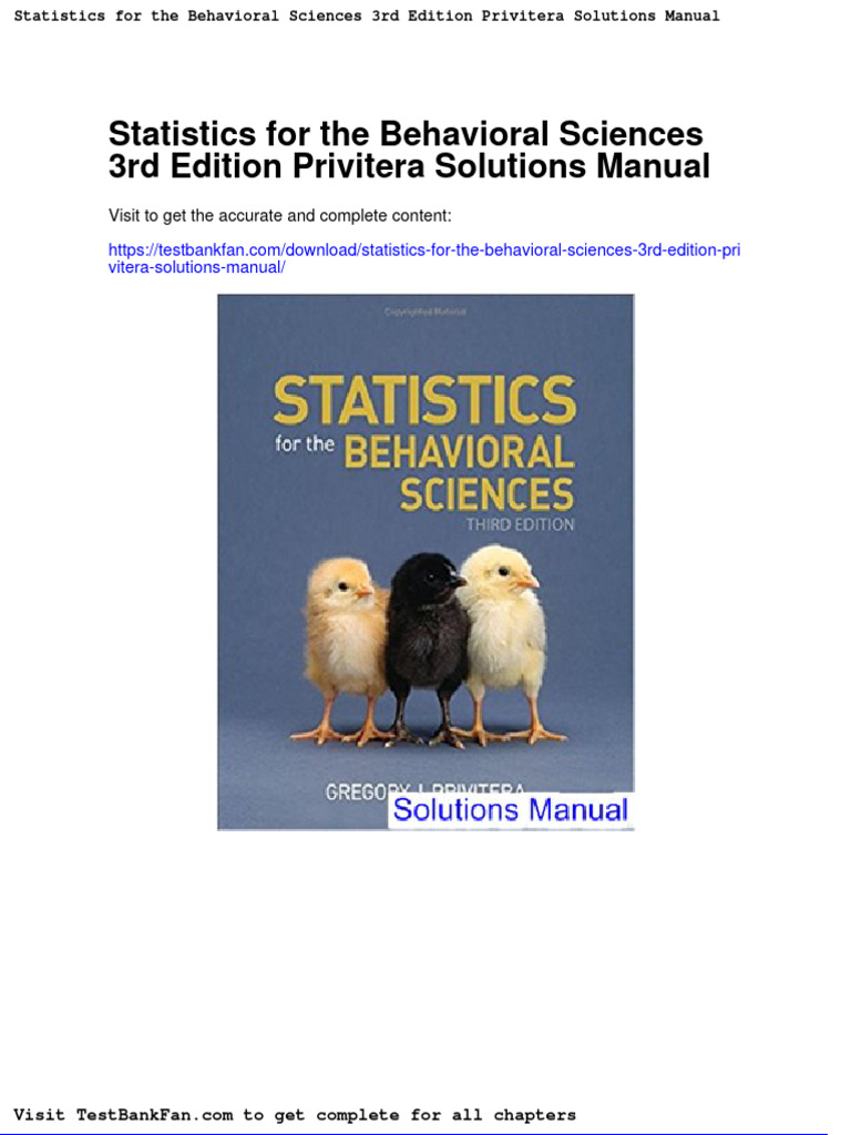 Statistics For The Behavioral Sciences 3rd Edition Privitera Solutions Manual Pdf Napoleon