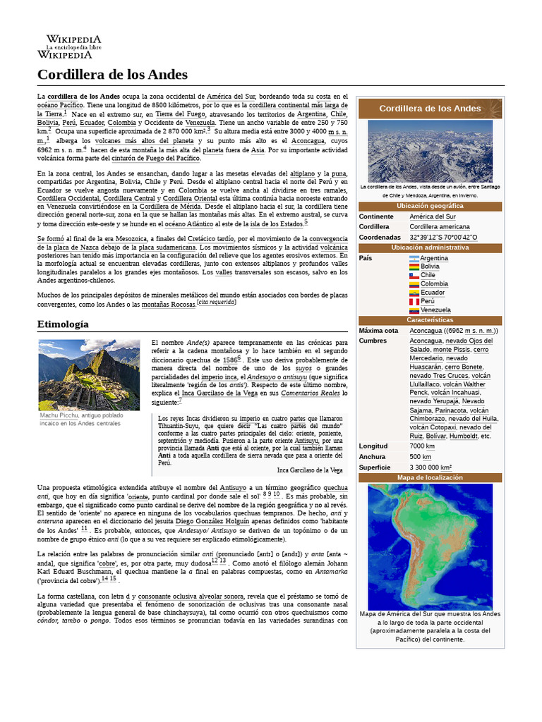 Cordillera_de_los_Andes | PDF | Andes | Placas tectónicas