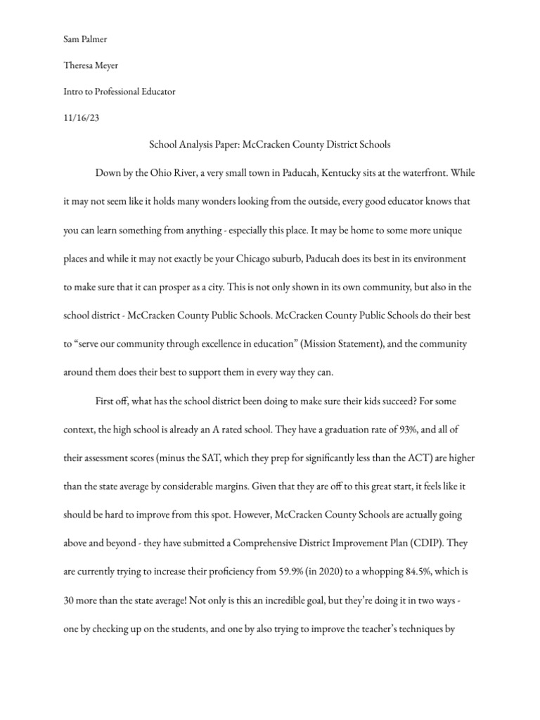 School Analysis Paper Sam Palmer | PDF | Gifted Education | Behavior Modification