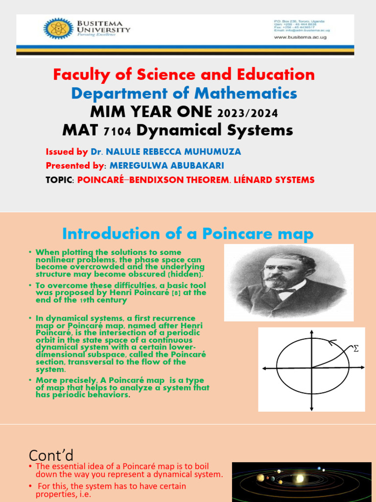 Poincaré Bendixson Theorem. Liénard Systems | PDF | Dynamical System ...