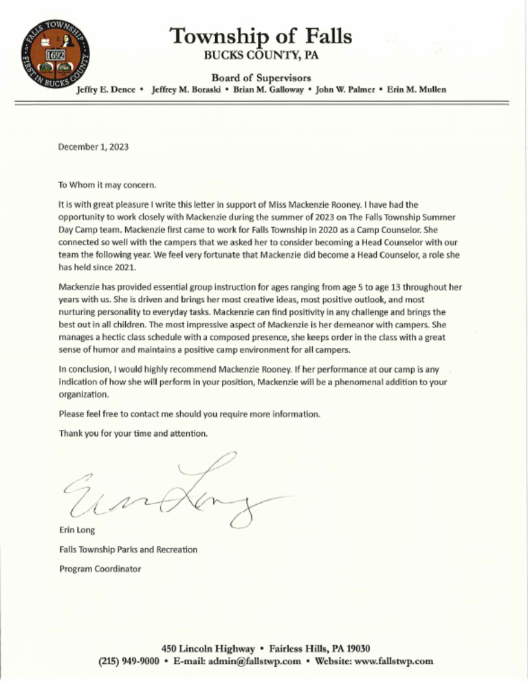 Erin Long Reference Letter | PDF