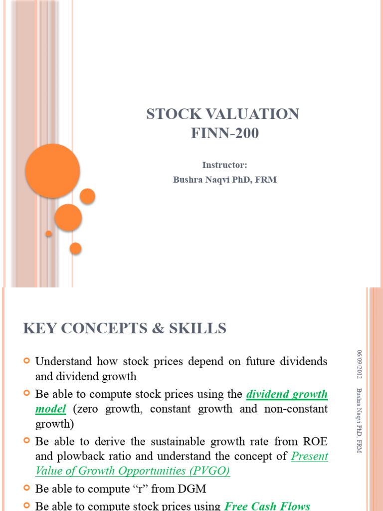 Chapter 9 - Stock Valuation | PDF | Stocks | Valuation (Finance)