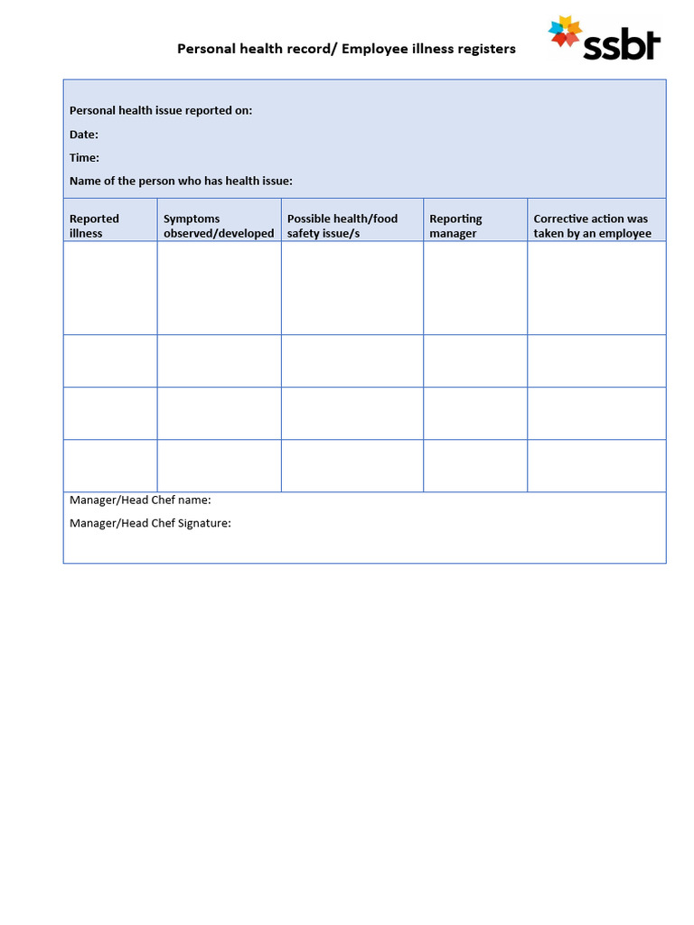 Template Personal Health Record | PDF