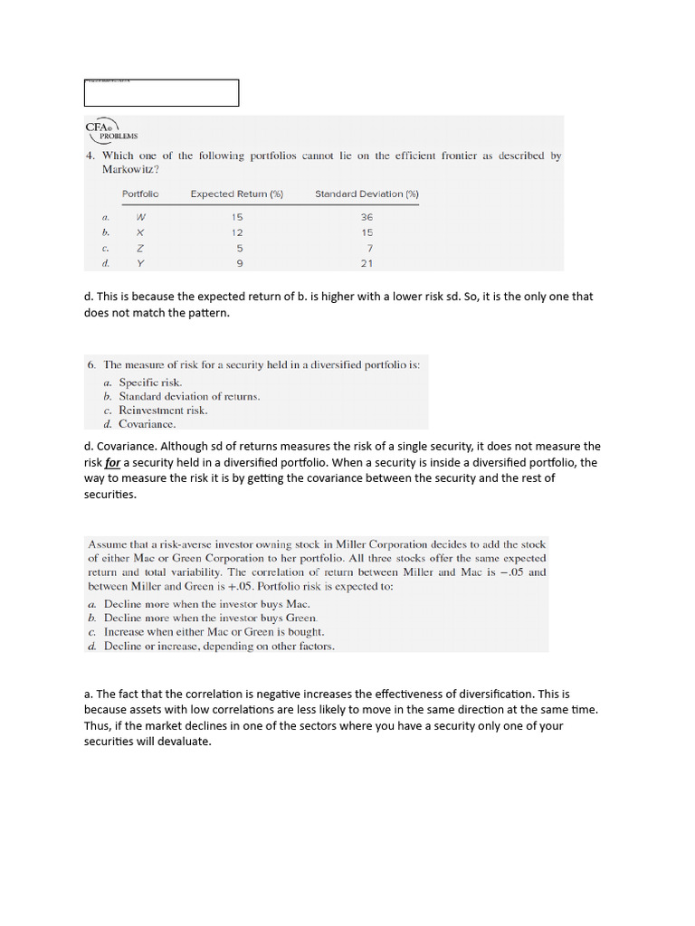 Tutorial Ex W2 | PDF | Coefficient Of Determination | Diversification (Finance)
