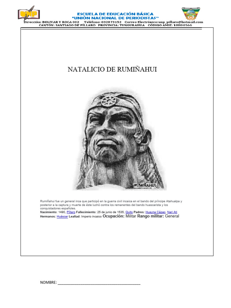 Natalicio de Rumiñahui | PDF | Historia | Religión y espiritualidad