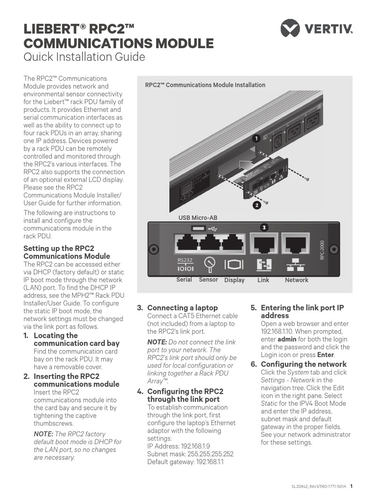 Liebert rpc2 Quick Installation Guide | PDF | Informática