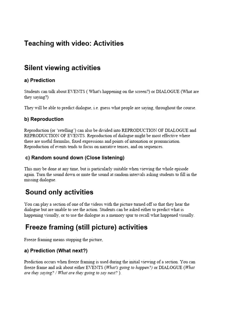 Teaching With Video Activities | PDF | Human Communication | Mental ... Teaching With Video Activities | PDF | Human Communication | Mental ...