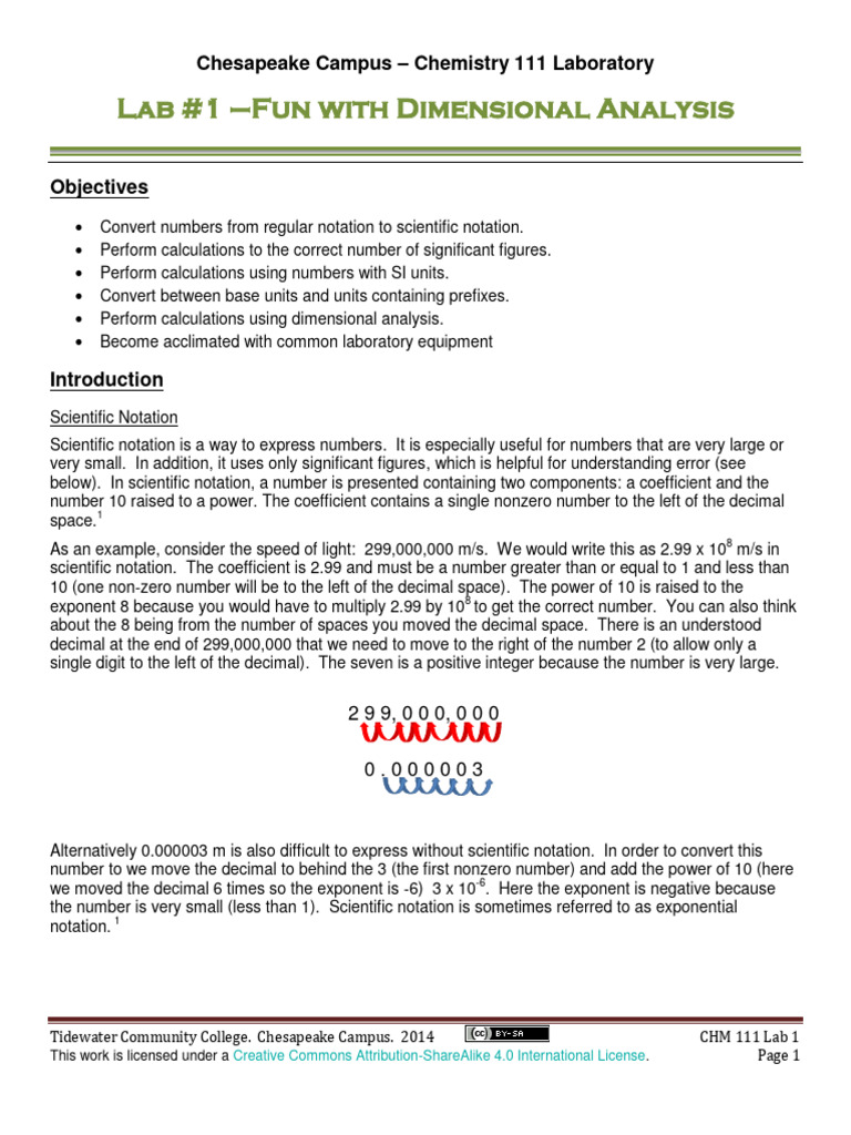 CHM 111 Lab 1 Fun With Dimensional Analysis Last Version | Download Free PDF | Significant ...