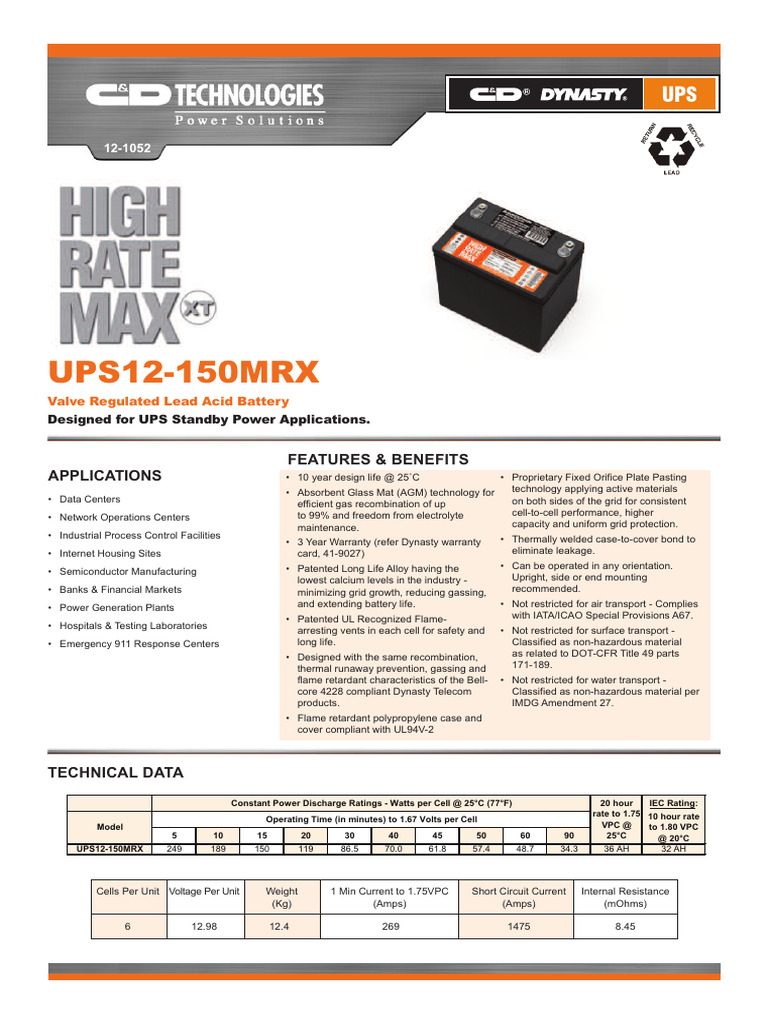 CD Ups12 150mrx | PDF | Electricity | Electrical Engineering