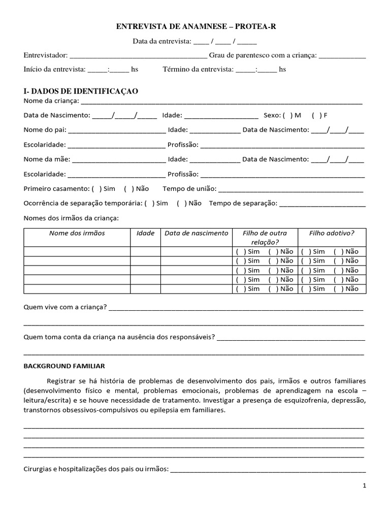 Entrevista de Anamnese - Protea-R | PDF | Gravidez | Parto