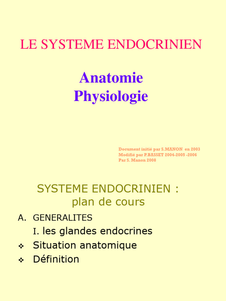 LE SYSTÈME ENDOCRINIEN Anatomie Physiologie | PDF | Hypophyse | Glande ...