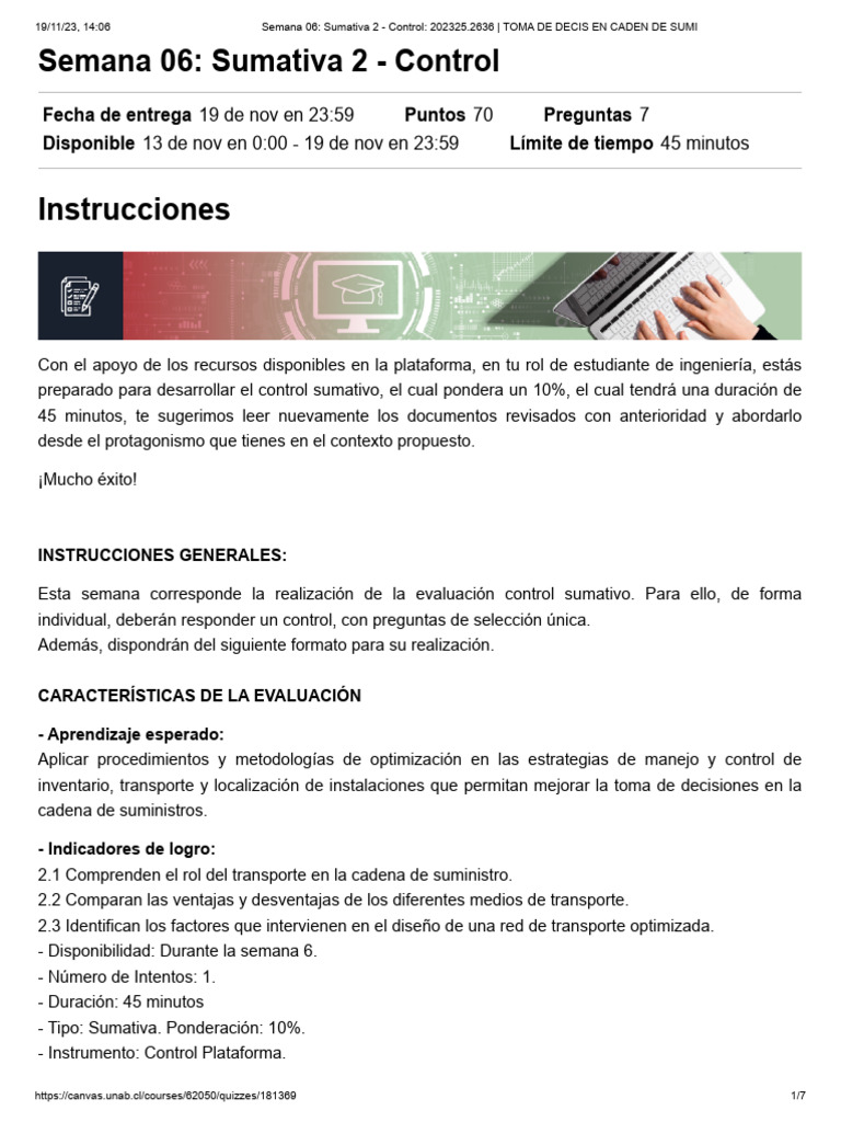 Semana 06 - Sumativa 2 - Control - 202325.2636 - TOMA DE DECIS EN CADEN DE SUMI | PDF ...
