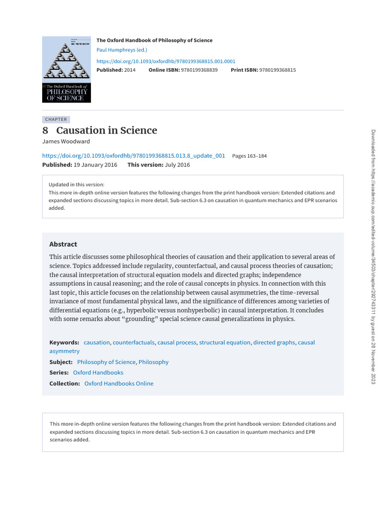 Woodward - Causation Un Science | PDF | Causality | Philosophy Of Science