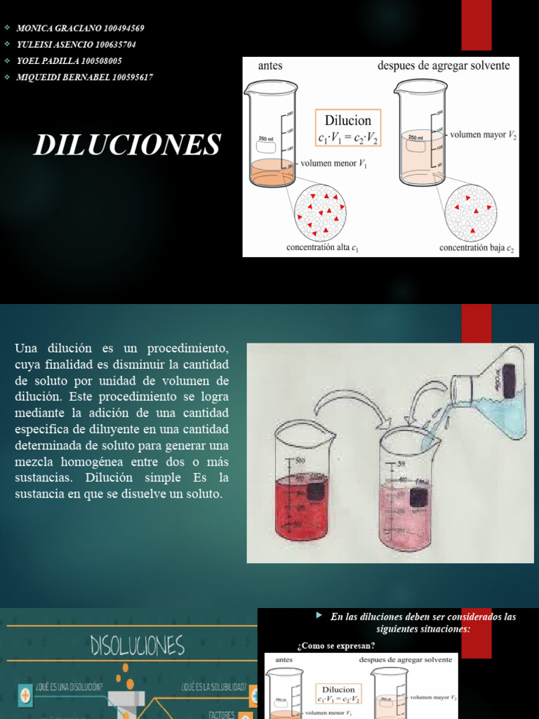 DILUCIONES. | PDF | Concentración | Química