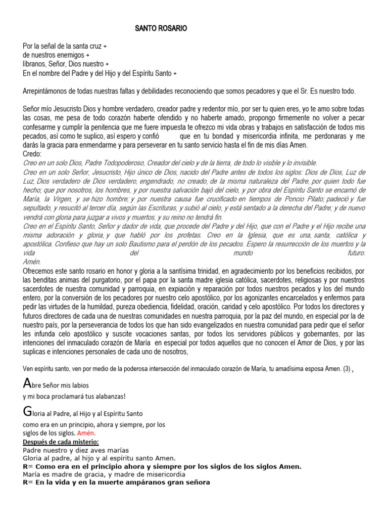 Santo Rosario Oraciones Descargar Gratis Pdf María Madre De Jesús