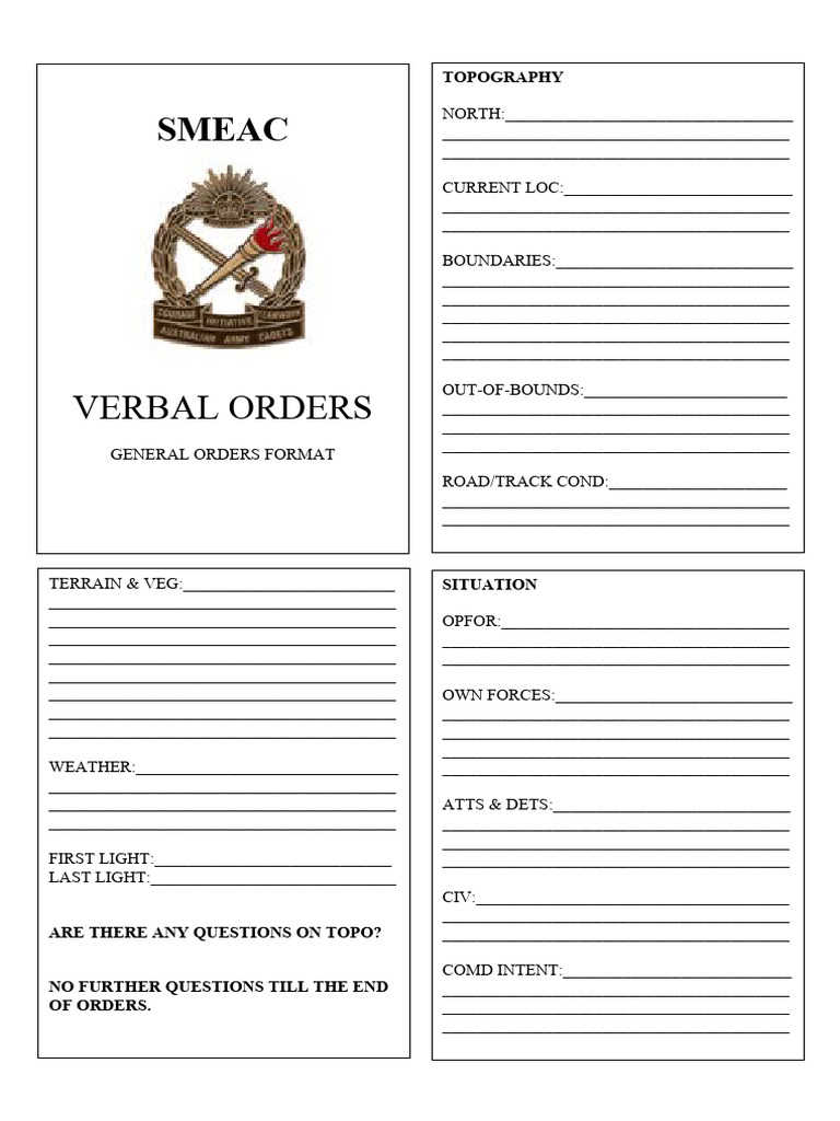 Vuee Tuee Verbal Orders | PDF