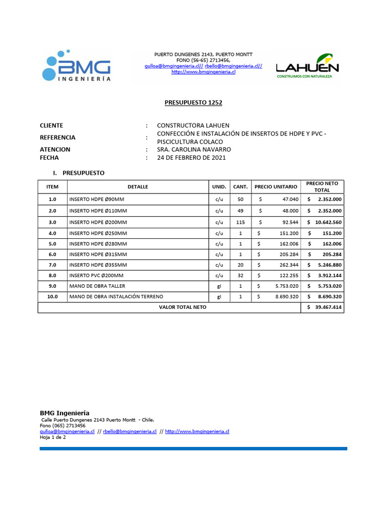 f1025528 Microsoft Word Cotizaci N 1252 Confecci N e Inst de Insertos de HDPE Piscicultura ...