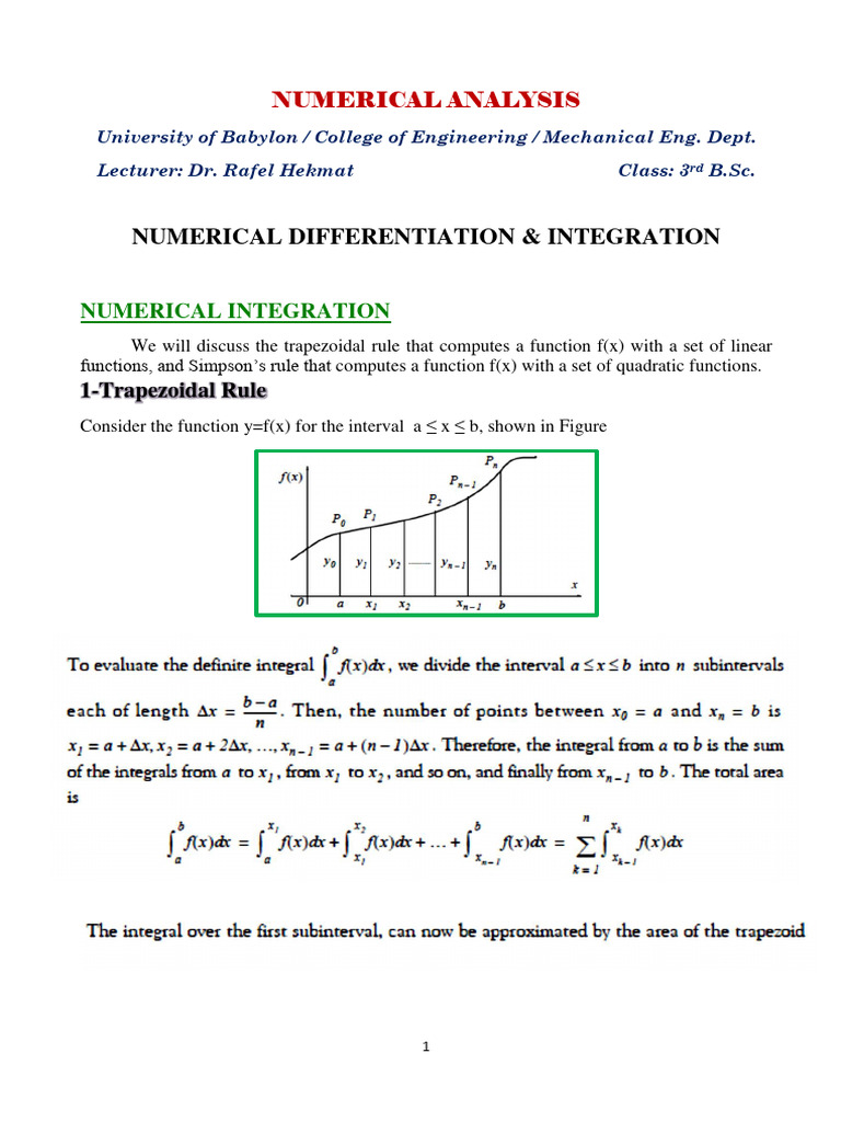Numerical Integration | PDF | Integral | Numerical Analysis Numerical Integration | PDF | Integral | Numerical Analysis