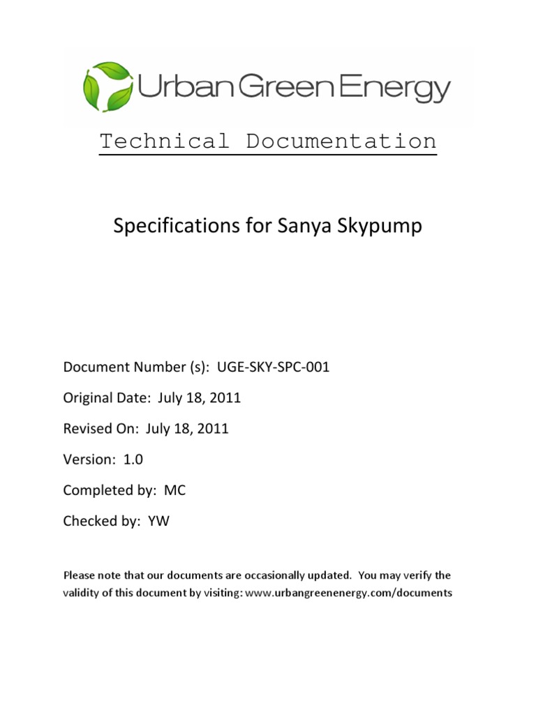 Sanya Skypump Specifications | PDF | Technology & Engineering