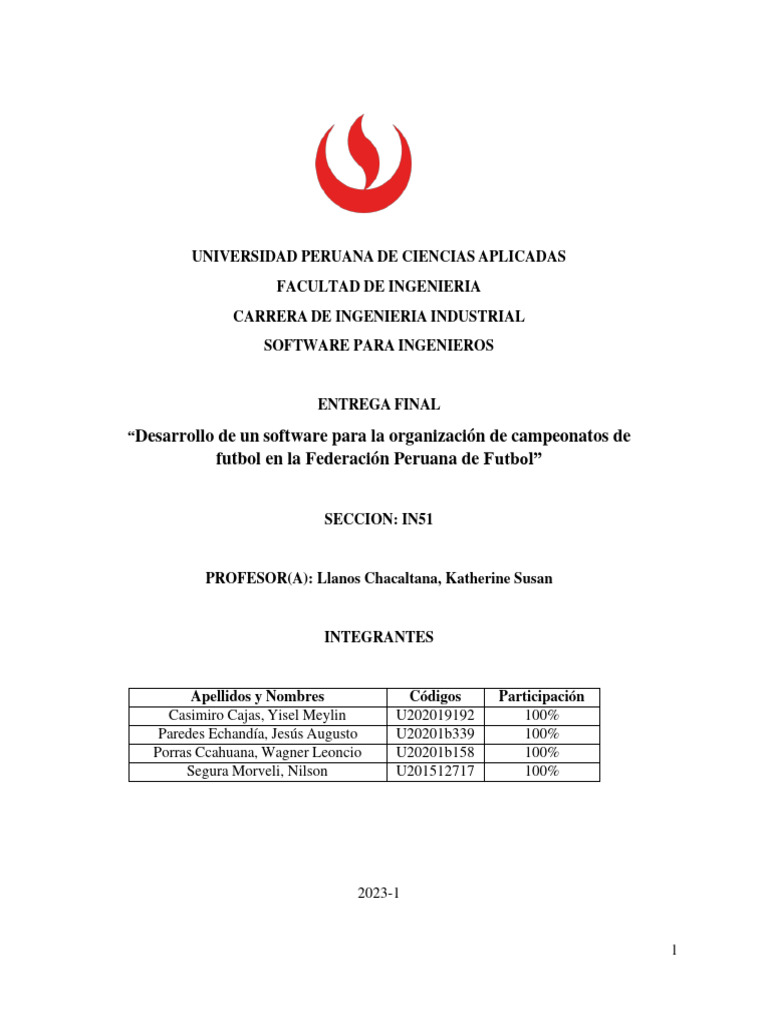 TF - Software - Grupo 4 | PDF | Asociación de Futbol | Software