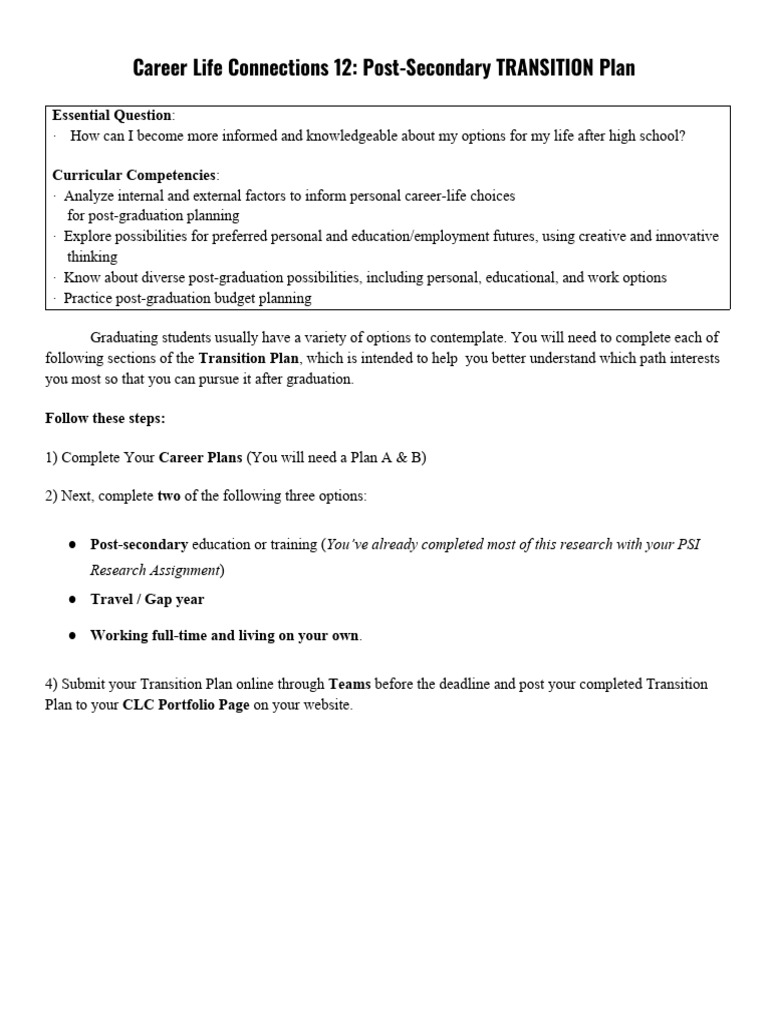 CLC 12 - Transition Plan - Updated For 2023 - 2024 | PDF | Taxes ...