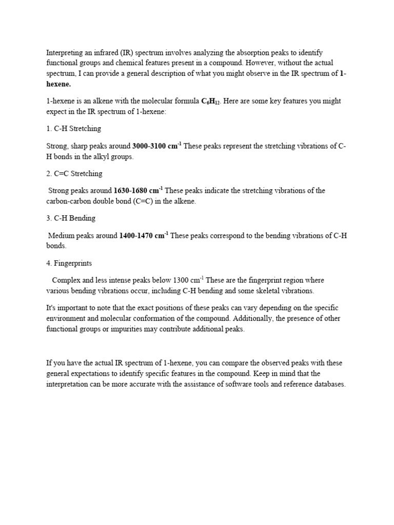 IR Spectrum Analysis of 1-Hexene | PDF | Science & Mathematics | Teaching Methods & Materials
